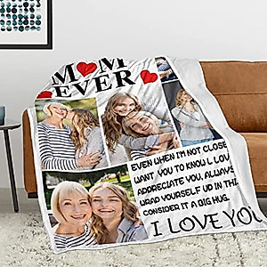 Youltar Mom Gifts Mothers Day Custom Blanket with Photo, Mom Blanket Mothers Day Mom Gifts from Daughter Son Personalized Pictures Blanket Customized Gifts for Mom Grandma Women