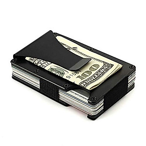 Golden^Li Metal Card Holder Money Clip, RFID Blocking Slim Carbon Fiber Wallet Minimalist Credit ID Card Holder for Men (set 2)