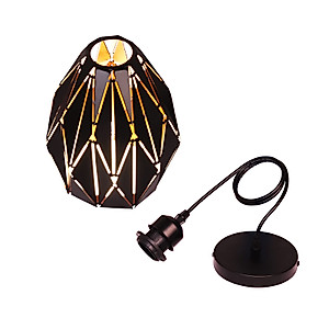 Retro Pendant Light Fixtures 3 Pack Industrial Pendant Lighting Adjustable Hanging Light Fixtures with Geometric Black Metal Shade Farmhouse Pendant Light Ceiling Lamp for Kitchen Island