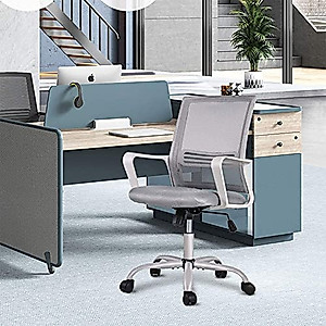 Smugdesk Ergonomic Mid Back Breathable Mesh Swivel Desk Chair with Adjustable Height and Lumbar Support Armrest for Home, Office, and Study, Gray