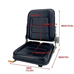 Cozyel PVC Forklift Seat Suspension Tractor Seat with 140° Adjustable Back Angle | Black | Fits Excavator Forklift, Tractor, Skid Loader, Backhoe Dozer Telehandler, Heavy Mechanical Seat