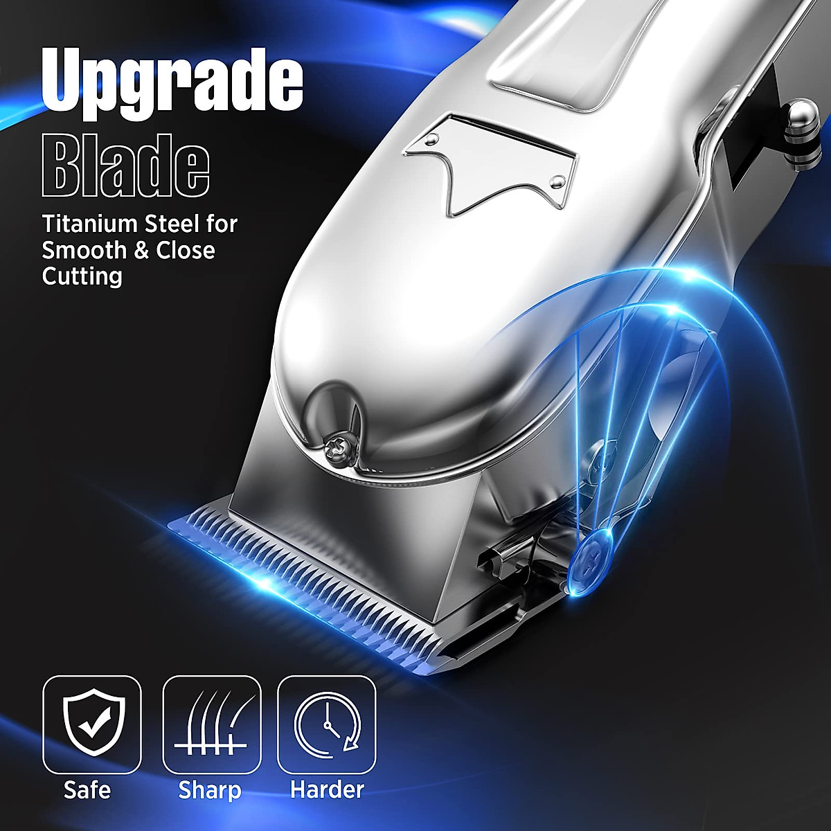 LURNOFY Hair Clippers for Men + T-Blade Trimmer Kit, Professional Edgers Barber Clippers Set Cordless Rechargeable Zero Gapped Beard Trimmer for Hair Cutting Grooming Kit with LED Display (Silver)