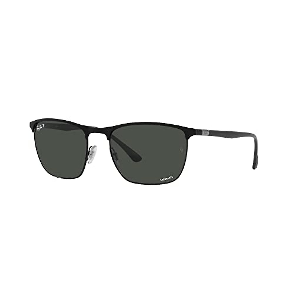 Ray-Ban RB3686 Square Sunglasses, Matte Black On Black/Polarized Dark Grey, 57 mm