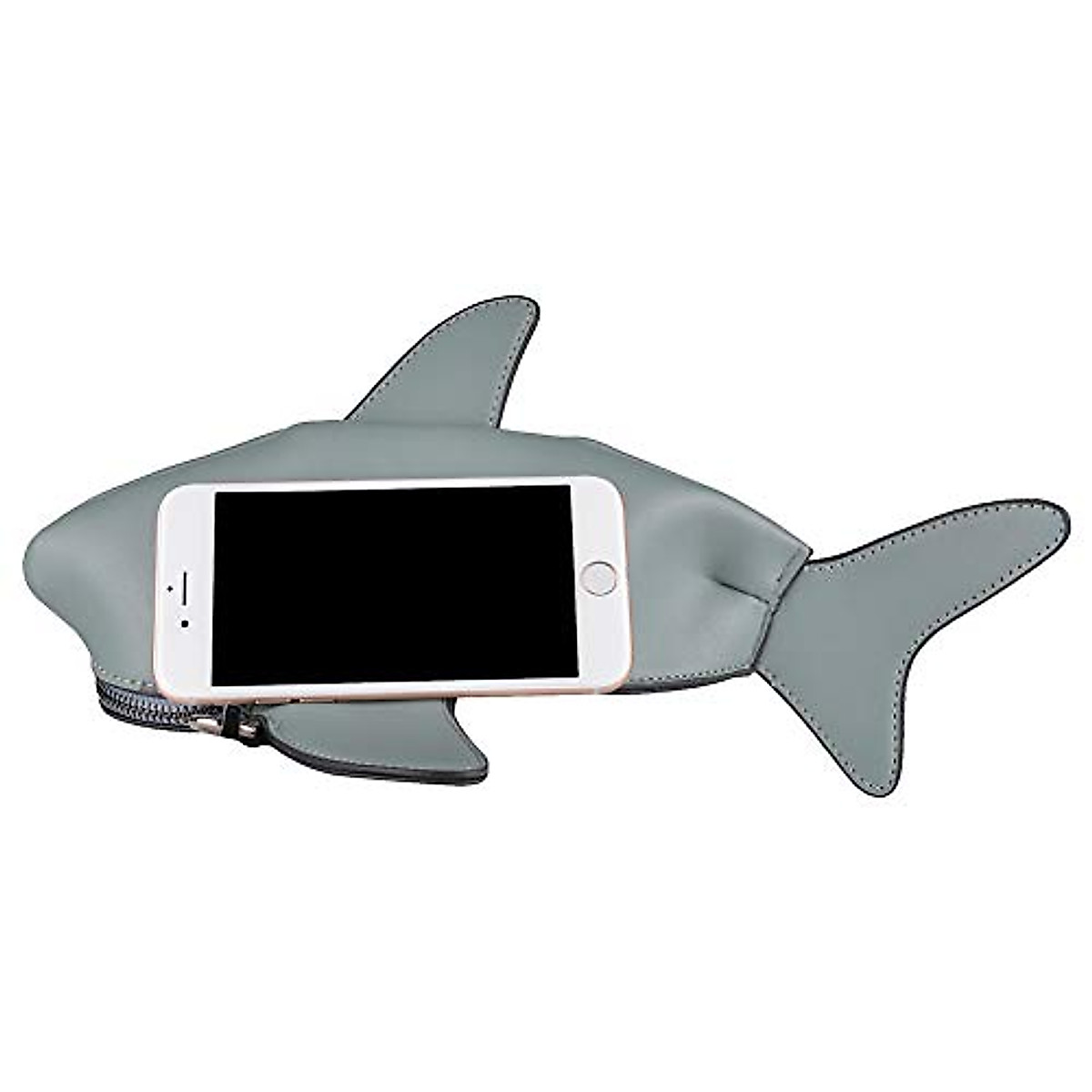 QZUnique Shoulder Handbags Women Cute 3D Shark Purse Animal Style Bags Zipper Crossbody Bag Clutch Messenger Wallet Grayish Blue