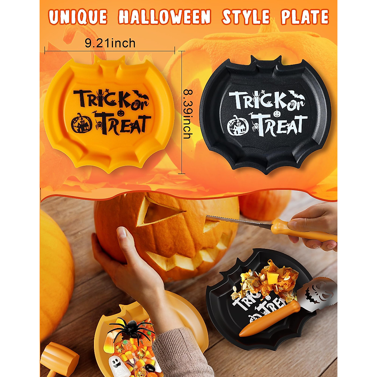 Pumpkin Carving Kit Tools 27 PCS Safe & Easy for Kids, Sturdy Halloween Pumpkin Carving Set with Stainless Steel Carve Stencils & Hammer for DIY Halloween Decoration Jack O Lanterns