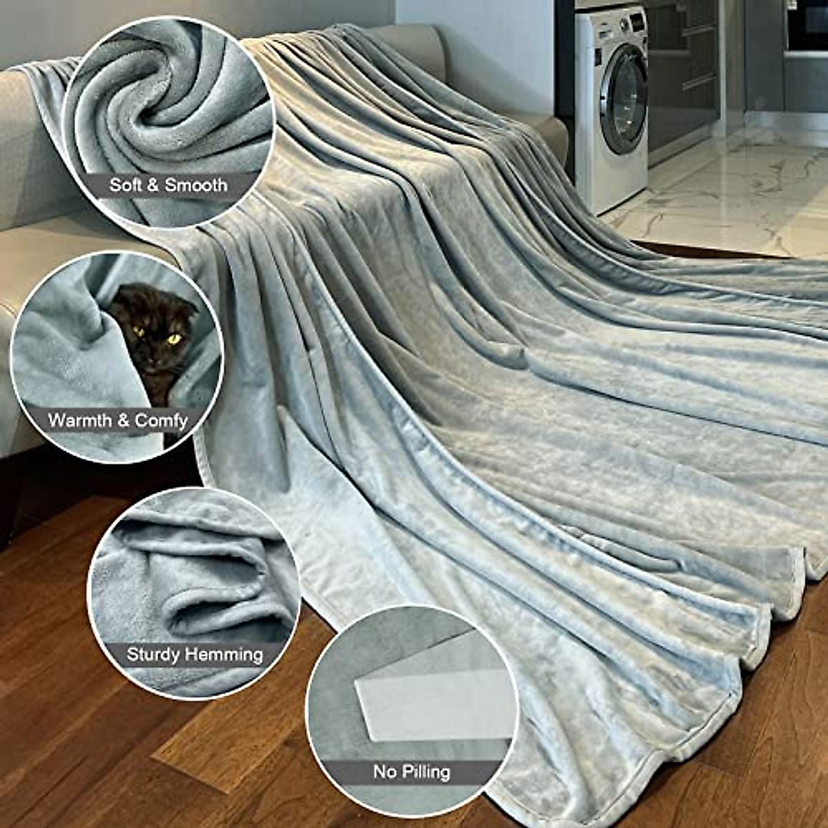 Enimib Oversized King Blanket 120 x 120 Inches, Extra Large Soft Warm Lightweight Flannel Fleece Thick Throw Blanket 10'x 10', Plush Microfiber Fluffy Big Blanket for Couch/Bed/Sofa Camping Grey