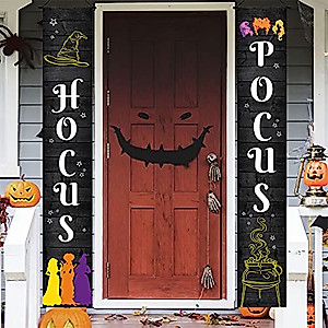 Halloween Front Porch Decor - Hocus Pocus Porch Sign Hanging Decorations Banner Outside