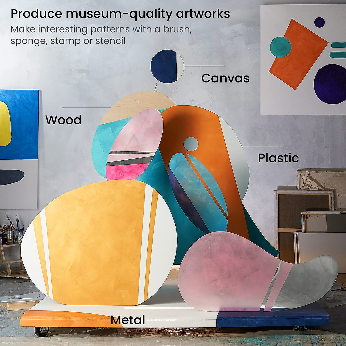 Arteza Pearlescent Acrylic Paint Set of 14, 2 fl oz Bottles, Quick-Drying Pearl Craft Paint, Art Supplies for Paper, Canvas, Wood, Glass Paper