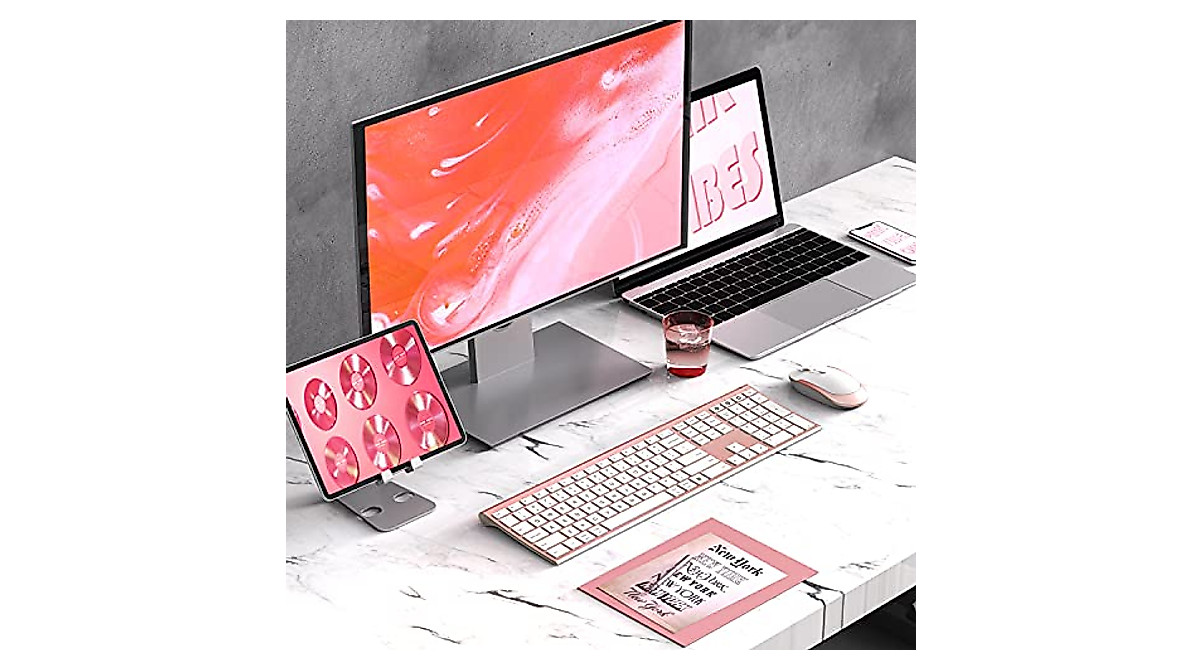 NIXIUKOL Rose Gold Bluetooth Keyboard Mouse Combo