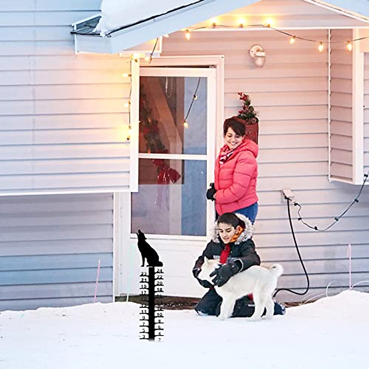 Gift 24cm Snowflake Snow Measuring Instrument Snowmobile Snow Measuring Instrument Metal Snow Measuring Ruler Outdoor Garden Ornament Smart Leveler (Black, One Size)