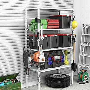 TORACK 7PCS Shelving Hooks for Keyhole Shelving Units, Metal Shelving Hook Organizer Kit for Tools, Cords, Hoses, Bags, etc., No Drilling No Holes