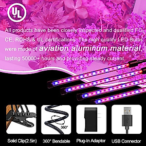 LED Grow Lights for Indoor Plants - JUEYINGBAILI Gooseneck Plant Lights with Red Blue Full Spectrum, Auto ON/Off 3 9 12 Timer, 9 Dimmable Levels Clip Plant Growing Lamp (with Power Adapter)