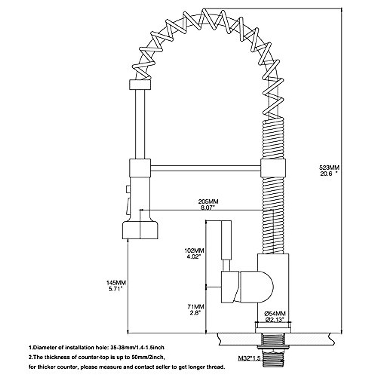 GICASA Solid Brass Commercial Style Faucet Single Handle Pause Function Pull Out Sprayer Kitchen Faucet, Oil Rubbed Bronze Pull Down Kitchen Sink Faucets