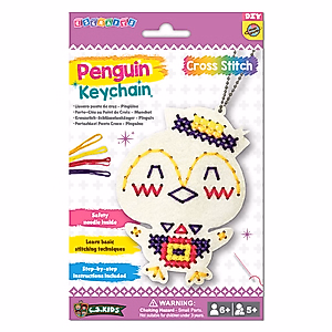 C.S. Kids KC12 My Penguin Keychain, First Sewing Arts & Crafts Gifts -Crafting Keychain | Educational DIY Cross-Stitch for Kids
