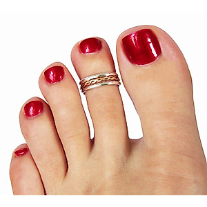 Toe Ring | Braid Stack .925 Sterling Silver & 14K Gold Fill | Adjustable Toe Ring Unisex Design | One Size Fits All