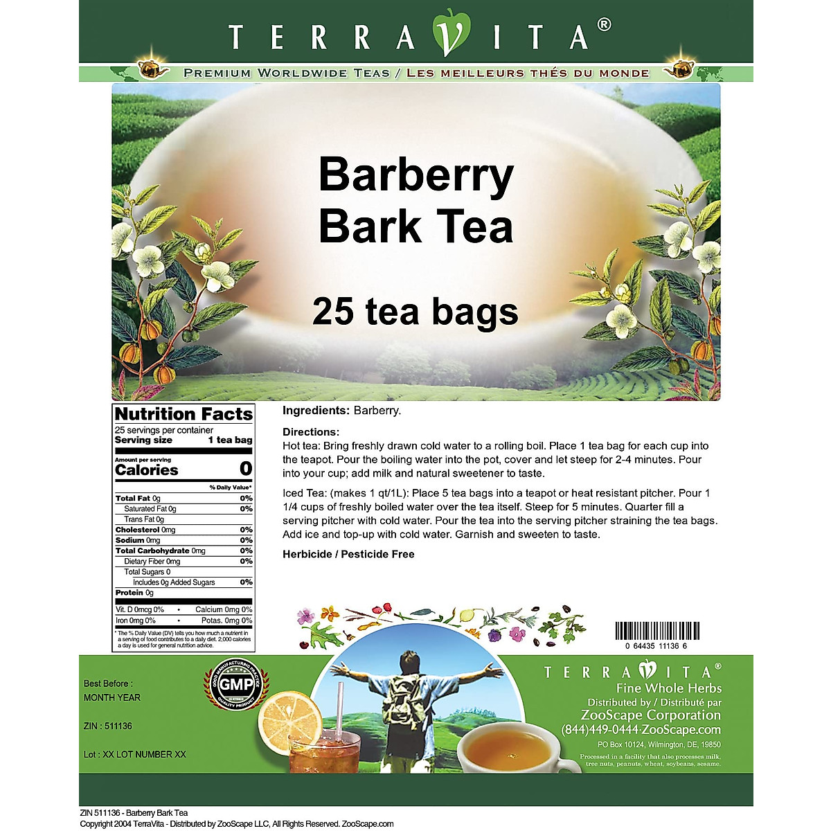 Barberry Bark Tea (25 tea bags, ZIN: 511136) - 2 Pack
