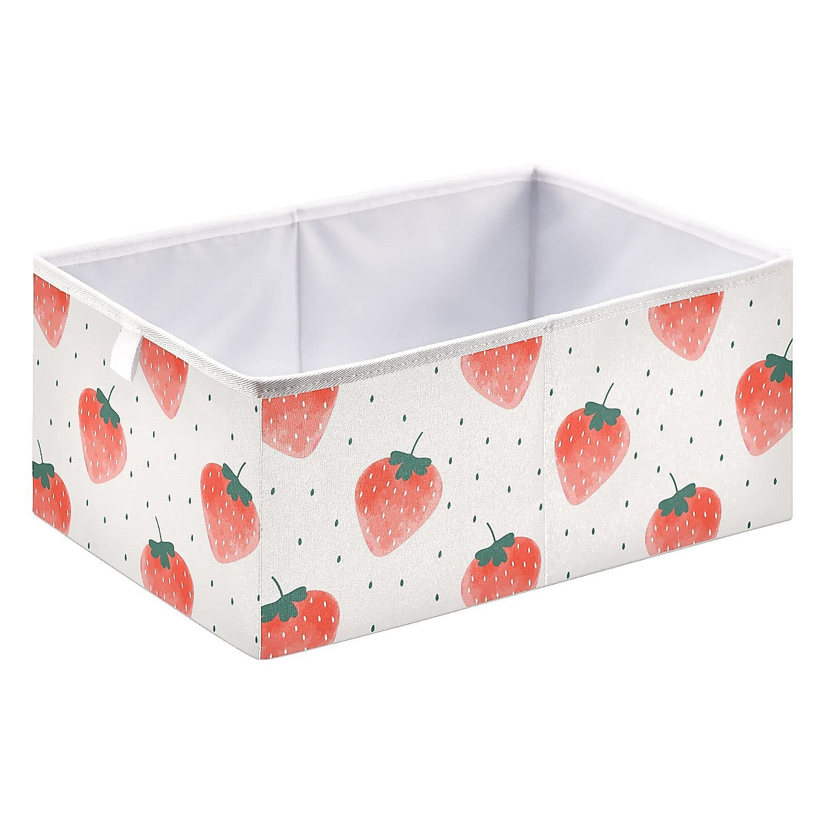 Vnurnrn Kawaii Strawberry Cube Storage Bins, Collapsible Storage Box with Support Board, Foldable Fabric Baskets for Shelf Closet Cabinet 11.02×11.02×11.02 in