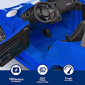 Kid Trax Dodge Viper SRT Convertible Toddler Ride On Toy, Ages 3 - 7 years old, 12 Volt Battery, Max Weight of 130 lbs, Two Seater, Working Lights, Blue/Stripe