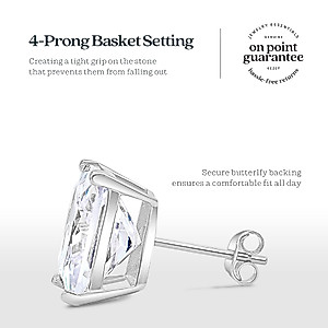 Sterling Silver Basket Set Square CZ Stud Earrings 12x12mm