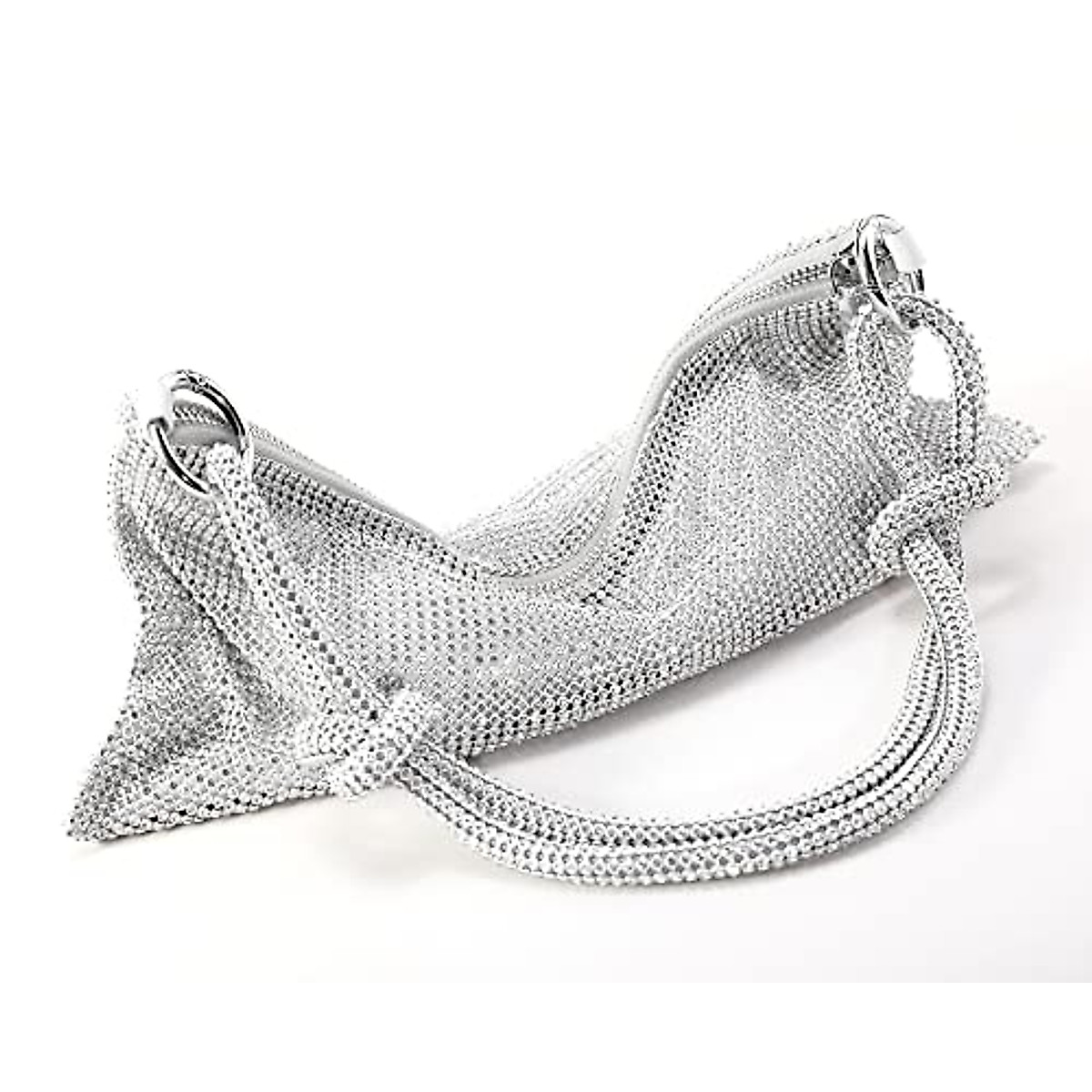 Chanrekenti Rhinestone Purse Sparkly purse for Women Silver Purse Evening Purse Rhinestones Handbags for Party Wedding (Siliver-3mm)