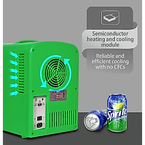 Coca-Cola Sprite 4L Portable Cooler/Warmer, Compact Personal Travel Fridge for Snacks Lunch Drinks Cosmetics, Includes 12V and AC Cords,Desk Accessory for Home Office Dorm Travel, Green