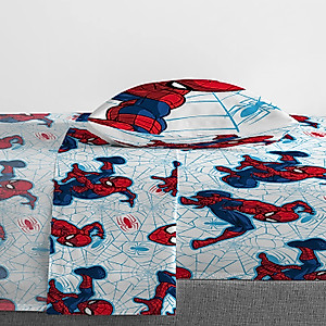 Jay Franco Marvel Spiderman Webtastic 4 Piece Toddler Size Bed Set – Super Soft Microfiber Bed Set Includes Toddler Size Reversible Comforter & Sheet Set Bedding (Official Marvel Product)