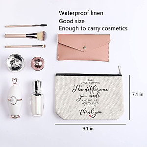Inspirational Gifts for Women, Leaving Gifts for Colleagues Coworker Teacher, Thank You Gifts For Women - Never Underestimate The Difference You Made and The Lives You Touched Bracelet Makeup Bag