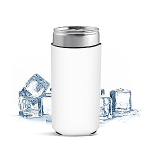 25 Pack White Blank Slim Can Cooler Sleeves, Customizable Bulk Sublimation Can Coolers, Extra-Thick Collapsible Drink Insulator Sleeve, Beer Can Coolers for Party Beverages, PartyPrints