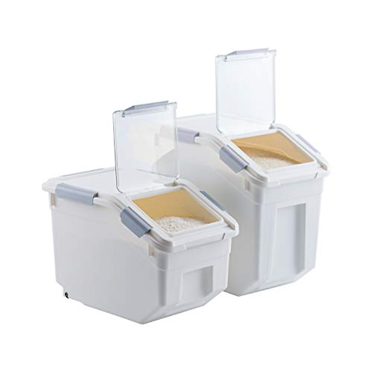 LISM 2 Pack Food Storage Container with Scoop,Large Airtight Pet Food Container for Dog Treats Rice, Cat Dry Food Bin,Baking Supplies,Flour,Rice,Kitchen Pantry Cereal(10 LB)