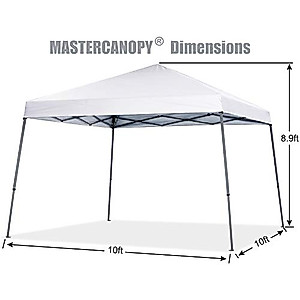 MASTERCANOPY Portable Pop Up Canopy Tent with Large Base(10x10,White)