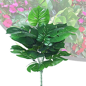 Artificial Tropical Plant turtleback Leaf (Green 18 Stems Leaves) Artificial Plant for Home Garden Office Store Decoration
