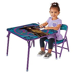 Disney Raya Table & Chair Set – Folding Kids Furniture Table & Chair – Includes Toddler Chair with Non-Skid Rubber Feet & Padded Seat – Sturdy Metal Construction – for Ages 24M+