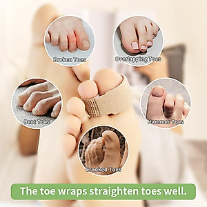 Niupiour Fabric Hammer Toe Wraps, 8 Pack of Toe Bandages Protectors, Toe Corrector for Overlapping Toes, Toe Splints for Crooked Toes, Curled Toes, Bent Toes and Broken Toes