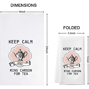 British TV Show Inspired Farmhouse Decor Keep Calm and Ring Carson for Tea Kitchen Towel Dish Towel Tea Towel (Ring Carson Towel)