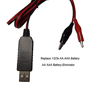 Seaskyer AA AAA Battery Eliminator USB 5V to 1.5V/3V/4.5V Step-Down Cable for Clocks Toys (1.5V)