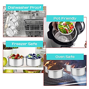 TeamFar 4 Inch Cake Pans, Stainless Steel 4 PCS Small Round Cake Pan Set for Baking Roasting, Non-Toxic & Sturdy, Non-Stick & Heat-Resistant, Dishwasher Safe