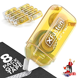 Mini Japan Dots Adhesive Roller .20-Inx197-In (985” Total) 8-Pack, Yellow Scrapbook Adhesive Tape Glue Roller Runner, Photo Tape- Scrapbooking-XFasten