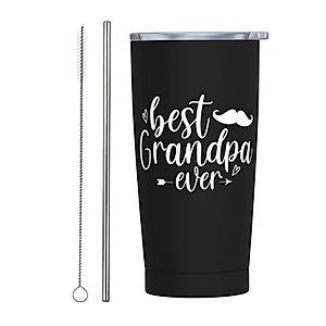 JASROTAO Best Grandpa Ever Tumbler,Father's Day 20oz Stainless Steel Insulated Travel Tumbler,Travel Coffee Mug with Lid and Straw Water Bottle Drink Tumbler Cups Gifts for Men
