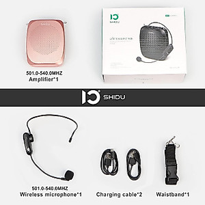 SHIDU Wireless Voice Amplifier for Teachers, Mini Voice Amplifier with UHF Microphone Headset,1800mAh Rechargeable 10W Personal Portable Speaker Suitable for Coaches, Tour Guides, Speeches, Outdoors