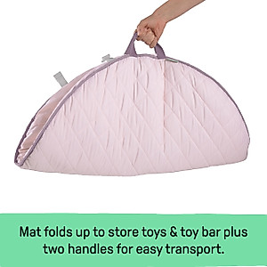 Ingenuity Cozy Spot Reversible Duvet Activity Gym & Play Mat with Wooden-Toy-bar - Calla (Pink), Newborn and up