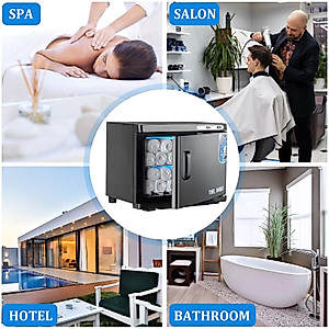 Hot Towel Warmer Cabinet with LED Light - JXSDLIY 23L Large Capacity Towel Cabinet for Bathroom 2-in-1 Professional Hot Towel Warmers for Facials SPA Massage Salon Heats Up Quick Towel Heater (black)
