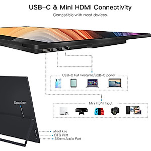 Virzen 15.6" Portable Touchscreen Monitor with Kickstand 1080P Mini HDMI Compatible with Phone Laptop Computer Switch