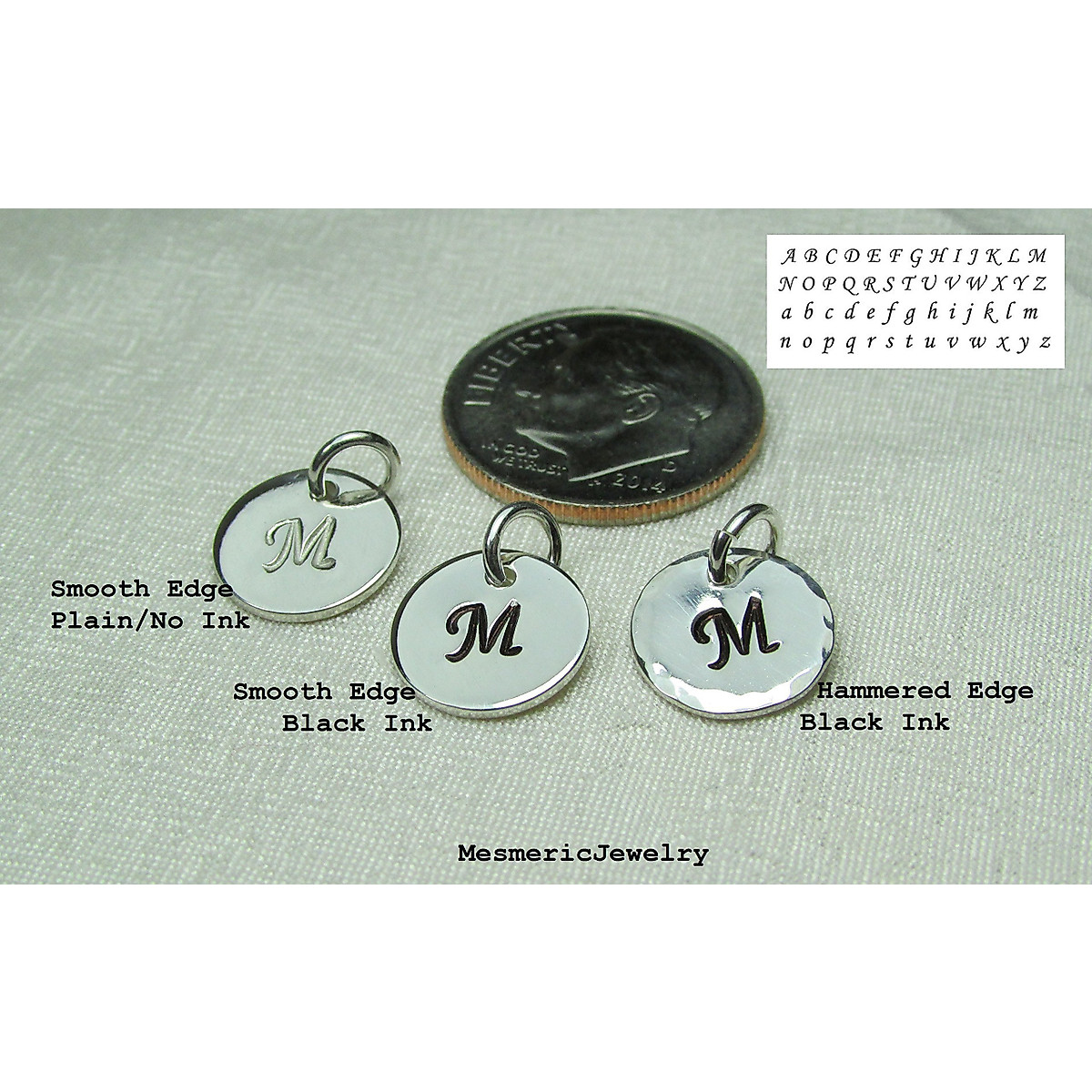 Single Small Hand Stamped Initial Charm - Sterling Silver 3/8" Disc with Letter