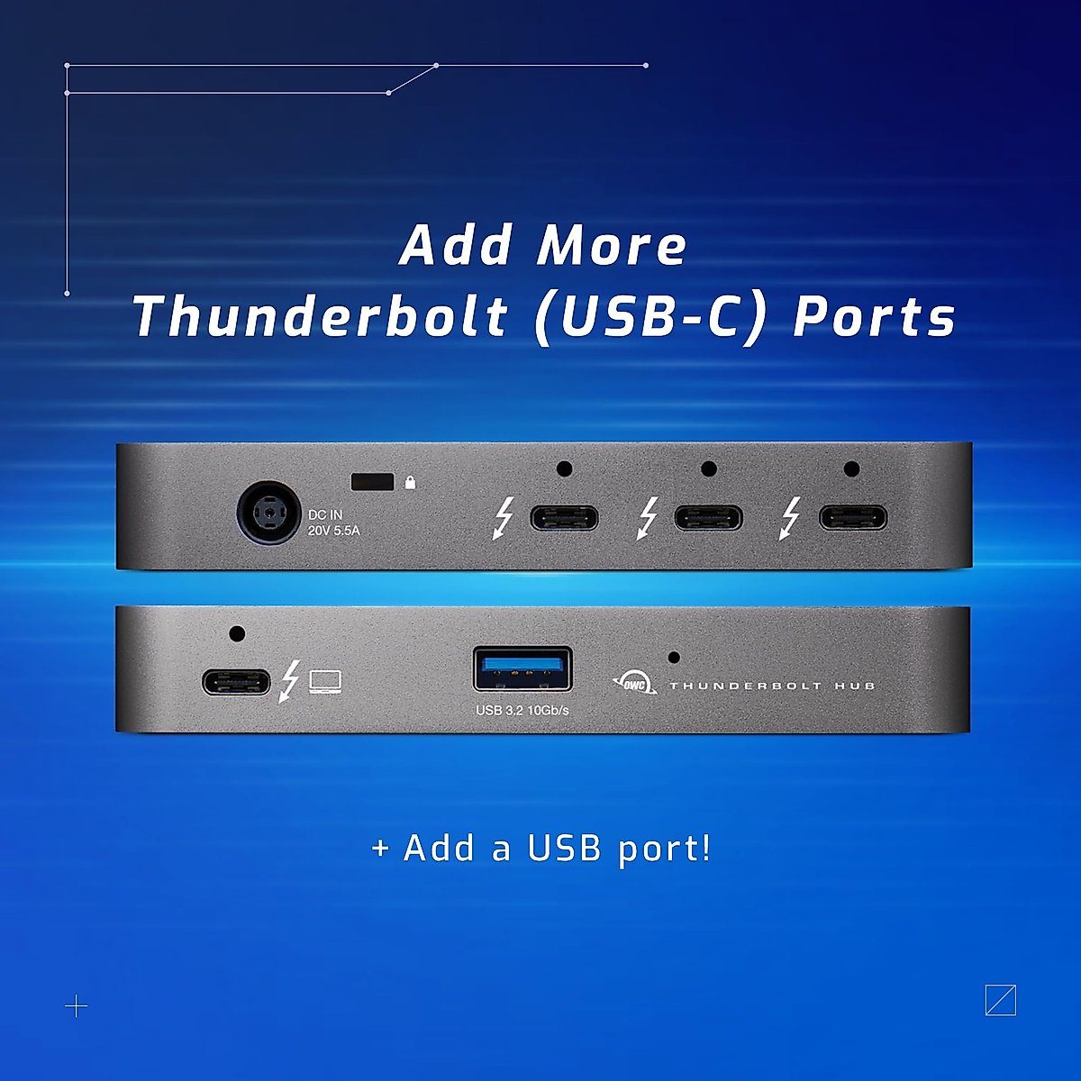 OWC 5 Port Thunderbolt Hub - 60W Charging, Thunderbolt 4, USB 3.2, Compatible with Macs and PCs