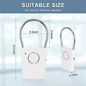 Kanayu 4 Pieces Door Handle Alarm 120dB Door Alarm for Home Security Door Entry Alarm Doorknob Sensing Alarm Window Burglar Alert for Home Security Kids Safety (White)