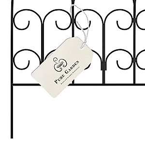 Garden Edging Border- Flower Bed Fencing for Landscaping- Iris Fence, 5 Piece Set of Black Interlocking Outdoor Lawn Stakes by Pure Garden (8Â’)