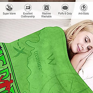 One Piece Anime Pirate Flag Zoro Flannel Throw Blanket 50x60in Japanese Anime Throw Blanket Pirate Flag Soft Blanket for Sofa Bed Couch Office Green Blanekt