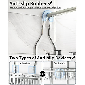 Shower Caddy Hanging Bathroom Organizer: Over Head Long Rack for Tall Showerhead - Extra Large Shelf for Big Shampoo Bottles with Soap Holder