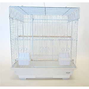 YML 3/8-Inch Bar Spacing SquareTop Small Bird Cage, 18-Inch by 14-Inch, White