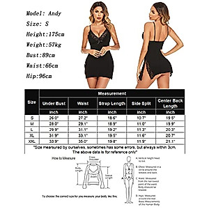 Avidlove Women Sexy Chemise Dress Modal Nightgown Soft Sleepwear Babydoll Lingerie for Women Black S